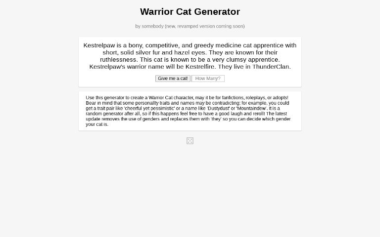Warrior Cat Generator
