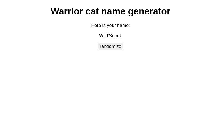 Warrior cat name generator