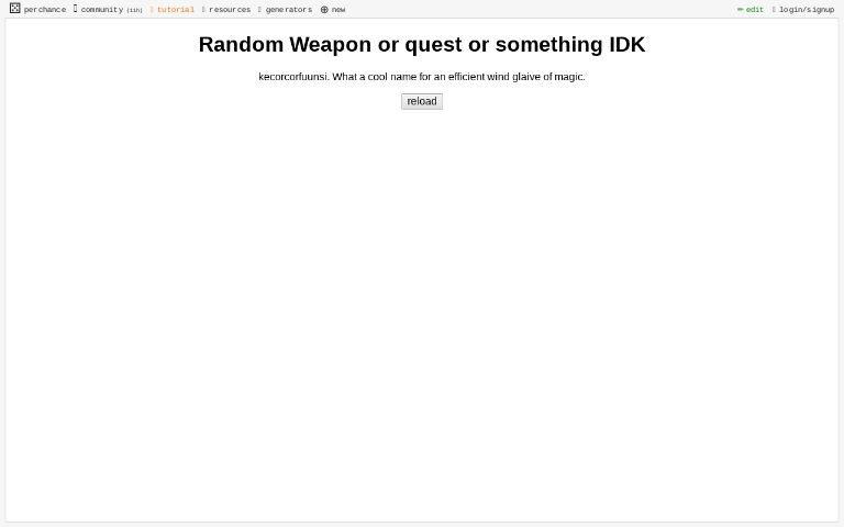 Random Weapon or quest or something IDK ― Perchance Generator