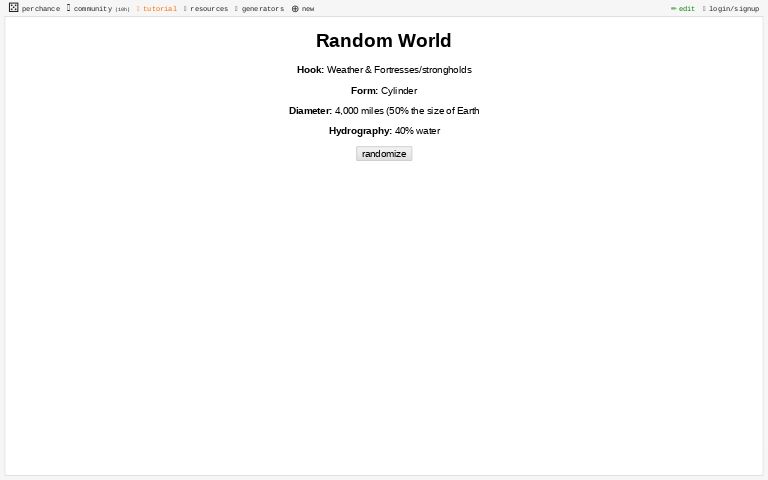 Random World ― Perchance Generator