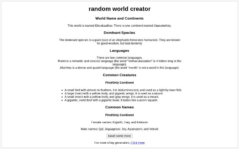 random world creator ― Perchance Generator