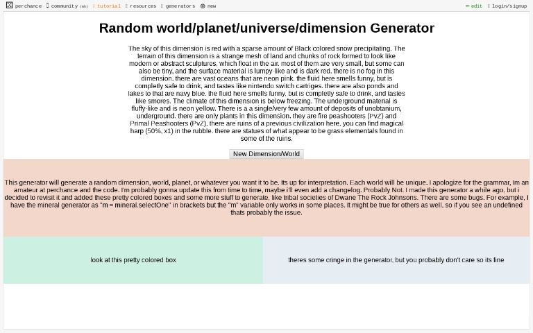 Random world/planet/universe/dimension Generator
