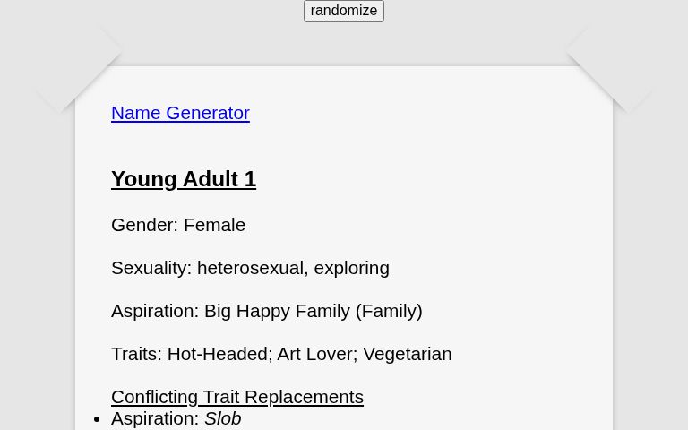 Random Young Adults ― Perchance Generator