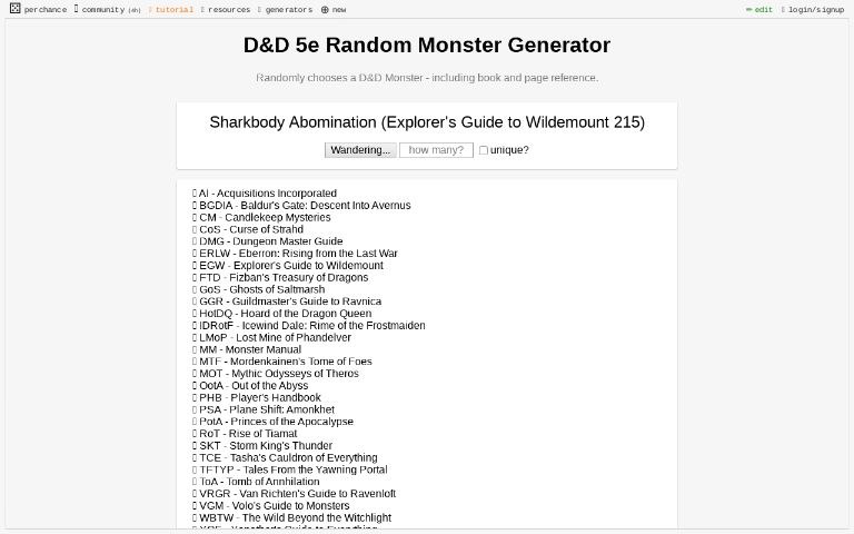 D&D 5e Random Monster Generator