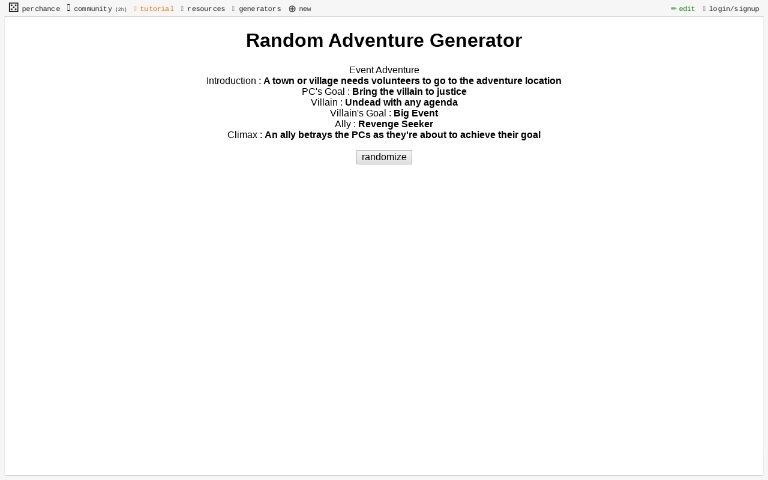 Random Adventure Generator
