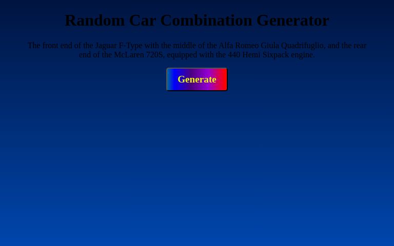 Random Car Combination Generator