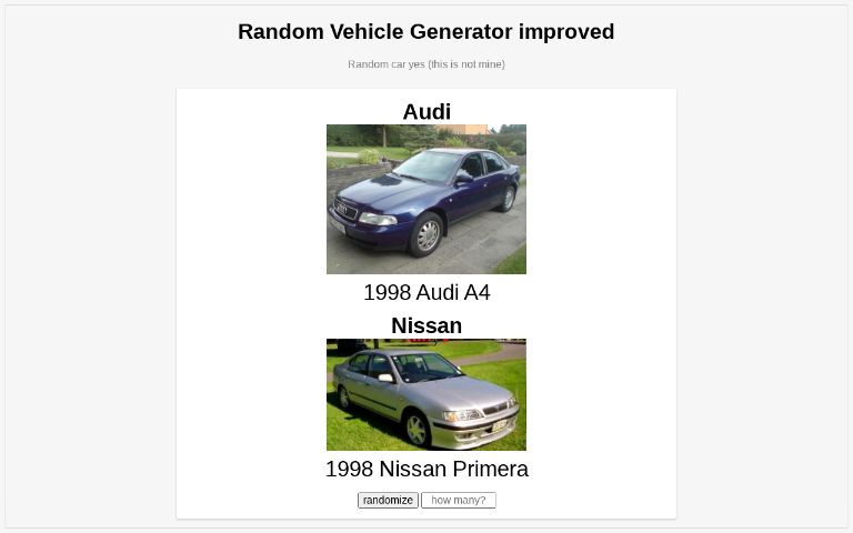 Random Vehicle Generator improved