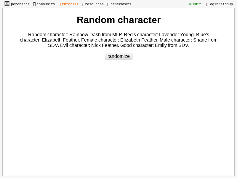 Random character ― Perchance Generator