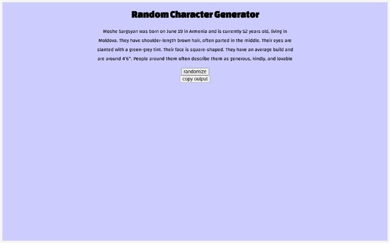 Random Character Generator