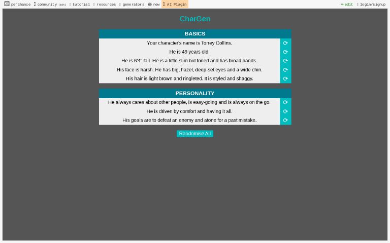 CharGen ― Perchance Generator