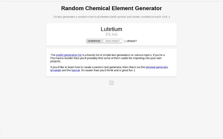 Random Chemical Element Generator
