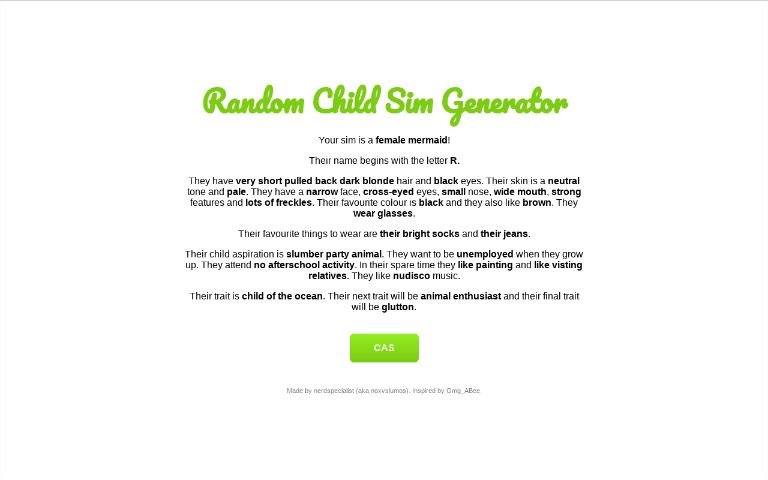 Random Child Sim Generator