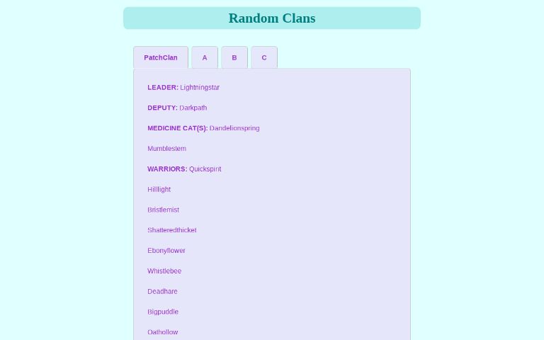 Random Clans ― Perchance Generator