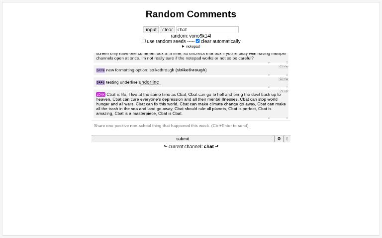 Random Comments ― Perchance Generator