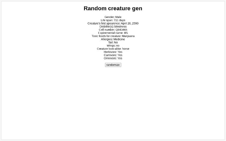 Random creature gen ― Perchance Generator
