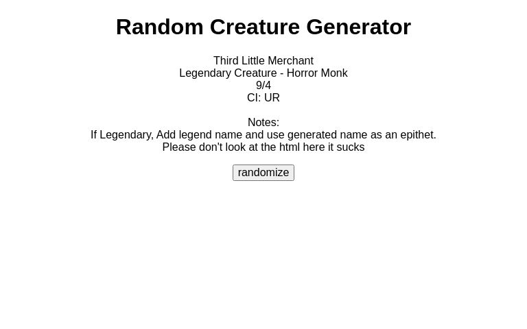 Random Creature Generator