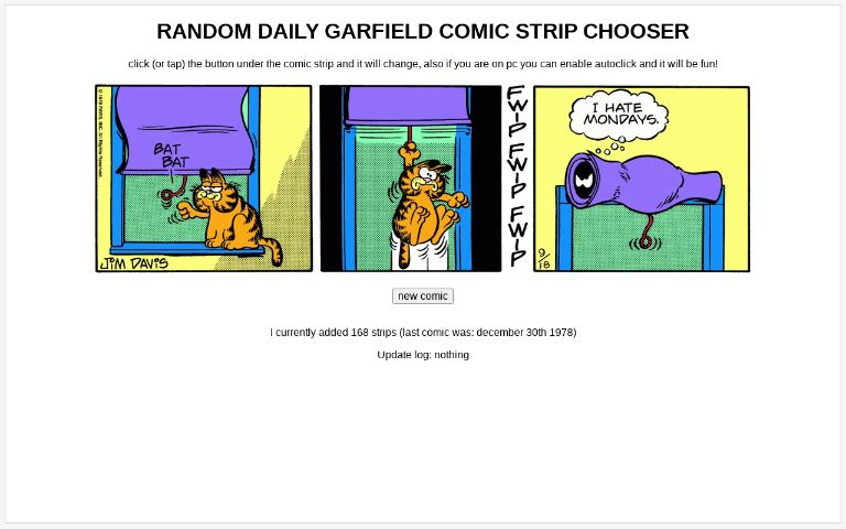 RANDOM DAILY GARFIELD COMIC STRIP CHOOSER ― Perchance Generator