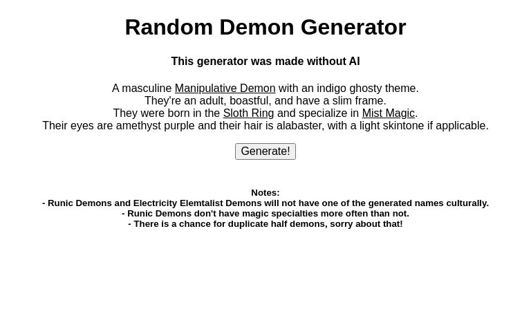 Random Demon Generator