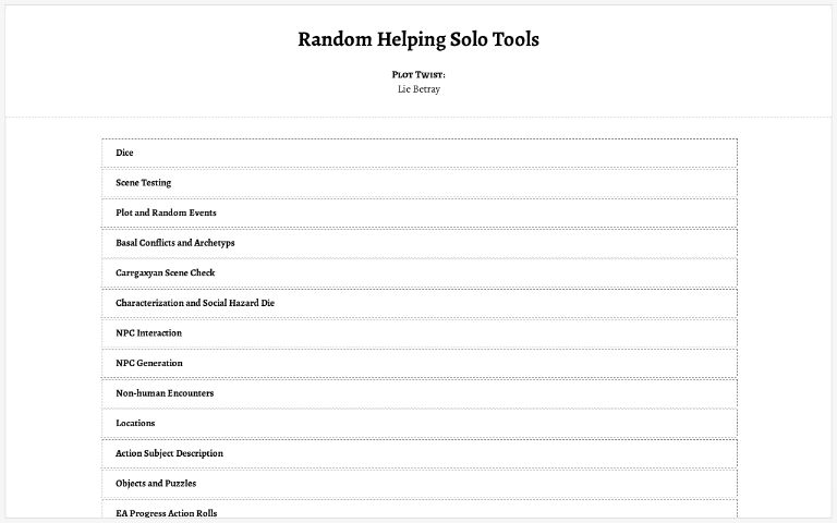 Random Helping Solo Tools ― Perchance Generator