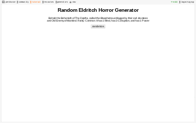 Random Eldritch Horror Generator