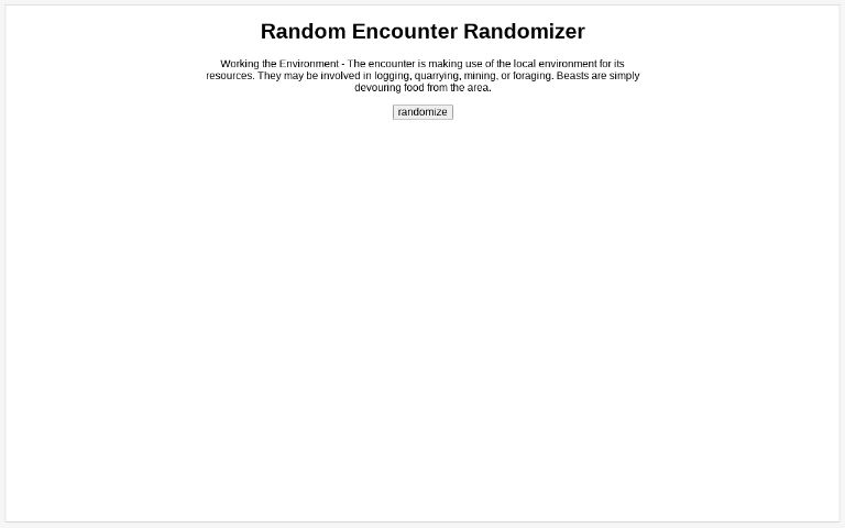 Random Encounter Randomizer ― Perchance Generator