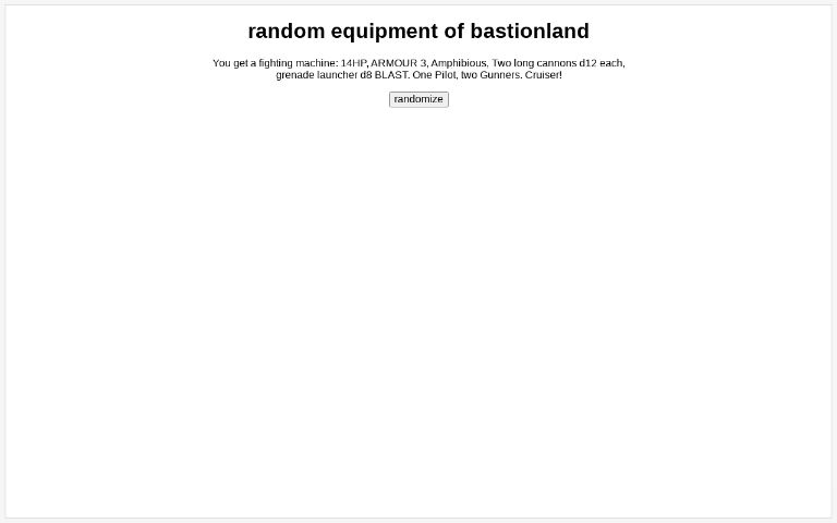 random equipment of bastionland ― Perchance Generator