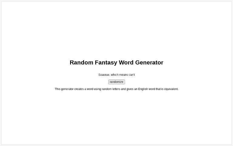 Random Fantasy Word Generator