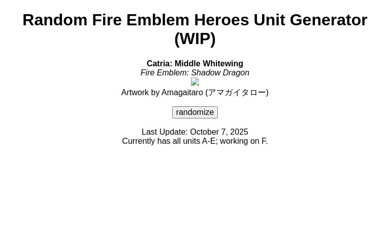 Random Fire Emblem Heroes Unit Generator(WIP)