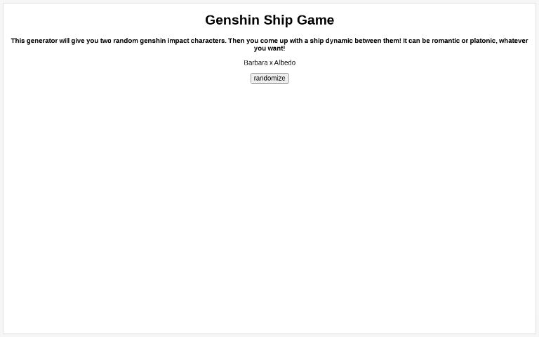 Genshin Ship Game ― Perchance Generator