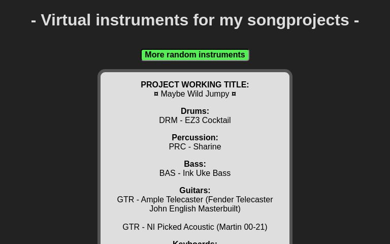 Virtual instruments for my songprojects ― Perchance Generator