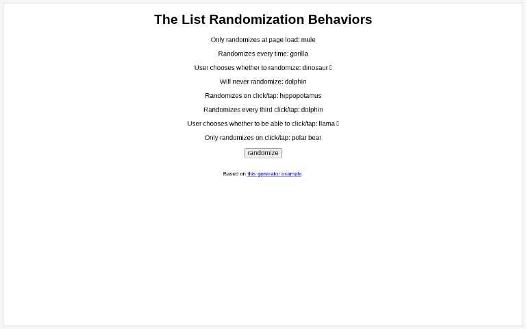 The List Randomization Behaviors ― Perchance Generator