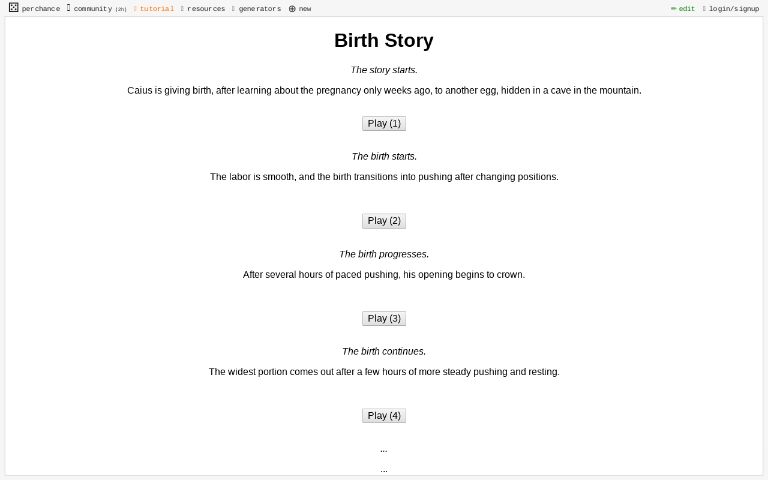 Birth Story ― Perchance Generator