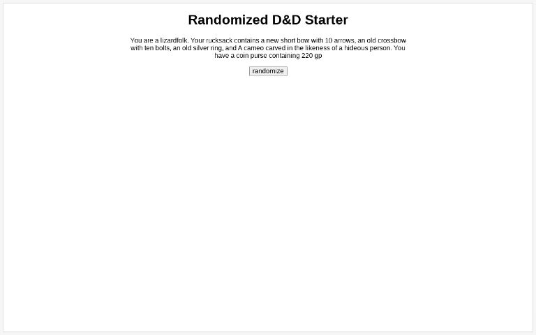 Randomized D&D Starter ― Perchance Generator