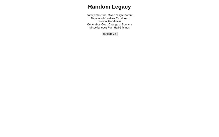 Random Legacy ― Perchance Generator