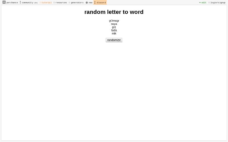 random letter to word ― Perchance Generator