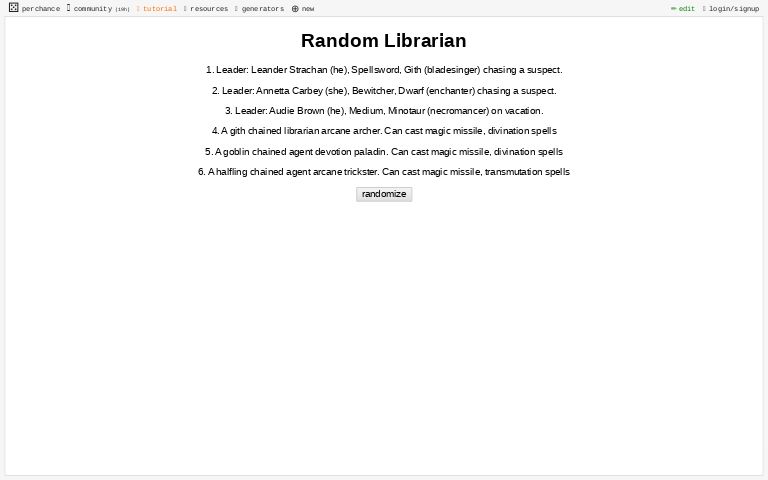 Random Library Expedition ― Perchance Generator