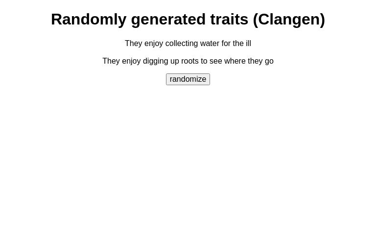 Randomly generated traits (Clangen)