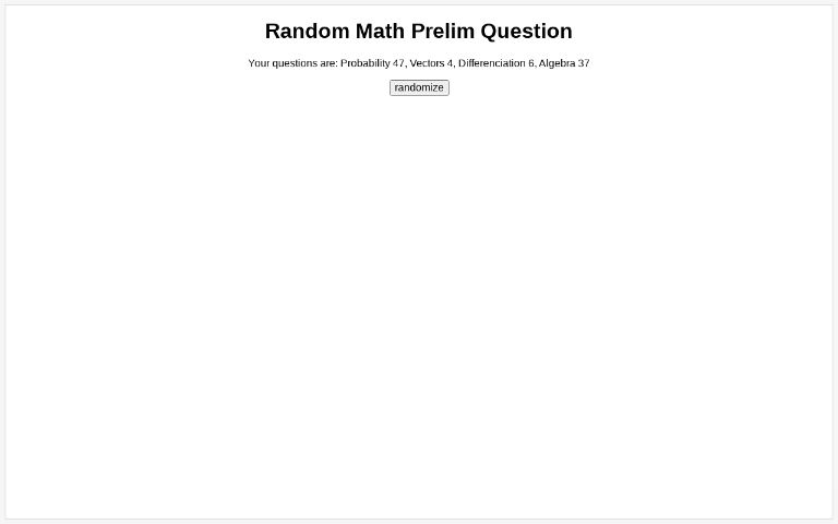 Random Math Prelim Question ― Perchance Generator