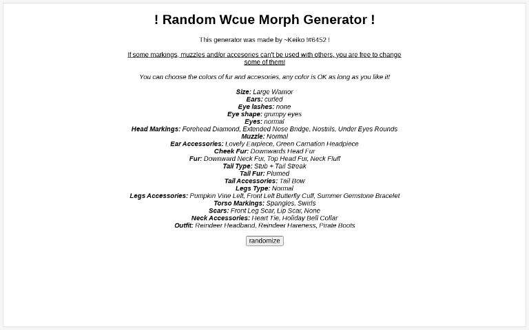 Random Wcue Morph Generator