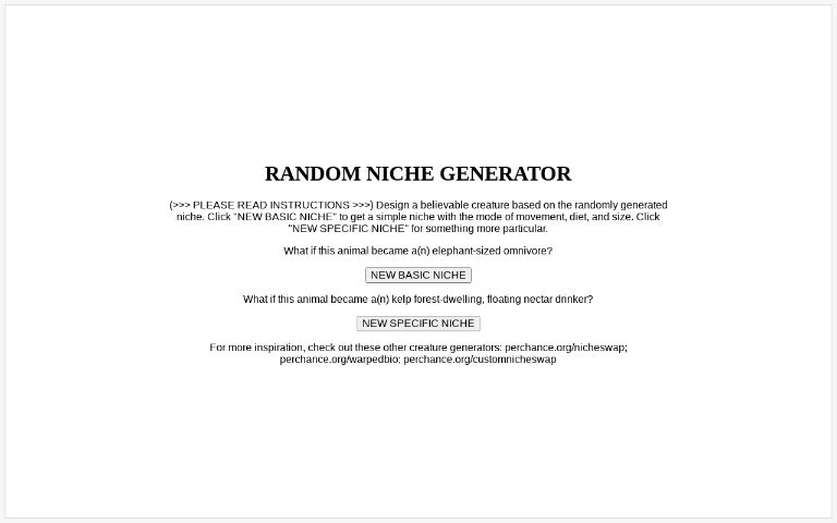 RANDOM NICHE GENERATOR