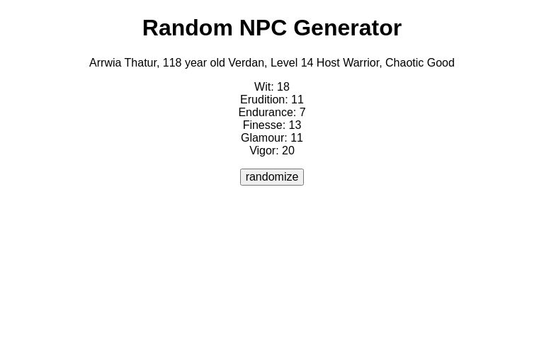 Random NPC Generator