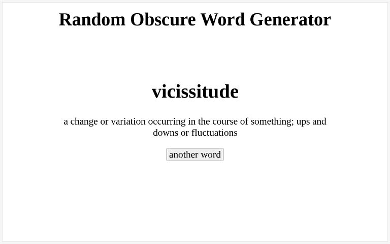 Random Obscure Word Generator