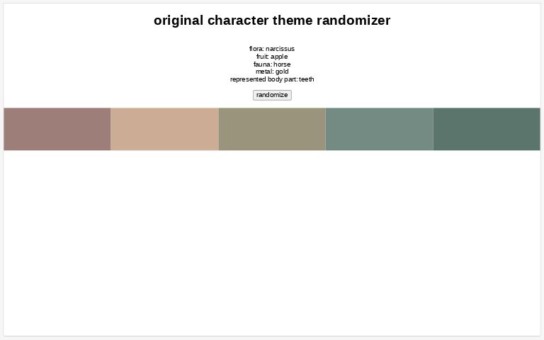 original character theme randomizer ― Perchance Generator