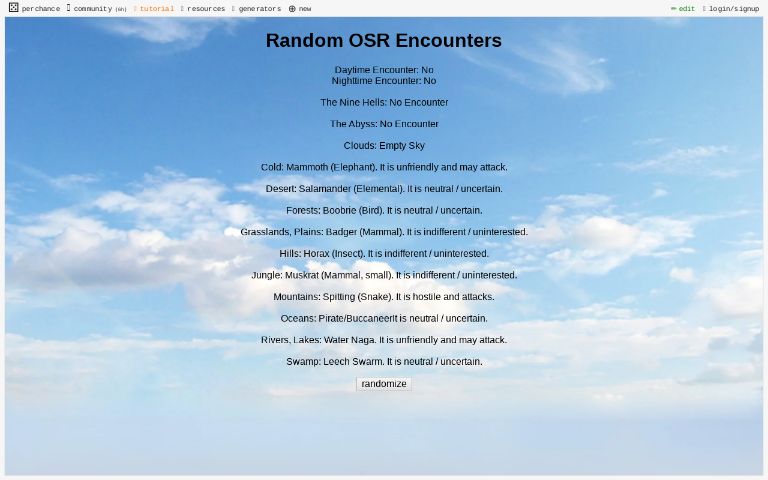 Random OSR Encounters ― Perchance Generator