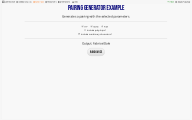 Pairing Generator Example