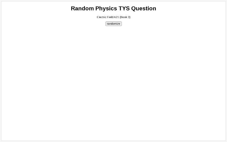 Random Physics TYS Question ― Perchance Generator