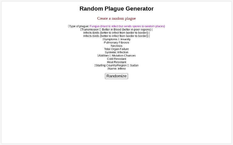 Random Plague Generator
