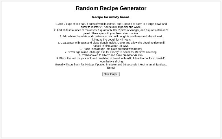 Random Recipe Generator