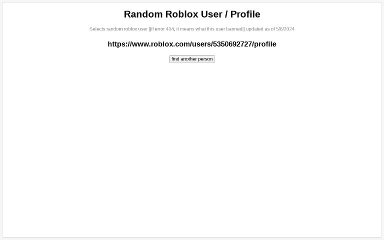 Random Roblox User / Profile ― Perchance Generator