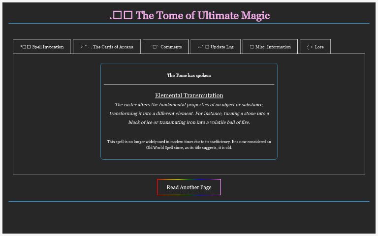 .ೃ࿐ The Tome of Ultimate Magic ― Perchance Generator